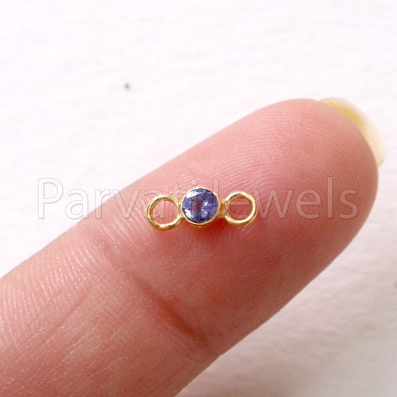 Tanzanite Connector Charm 18k Solid Gold Connector Natural - Etsy