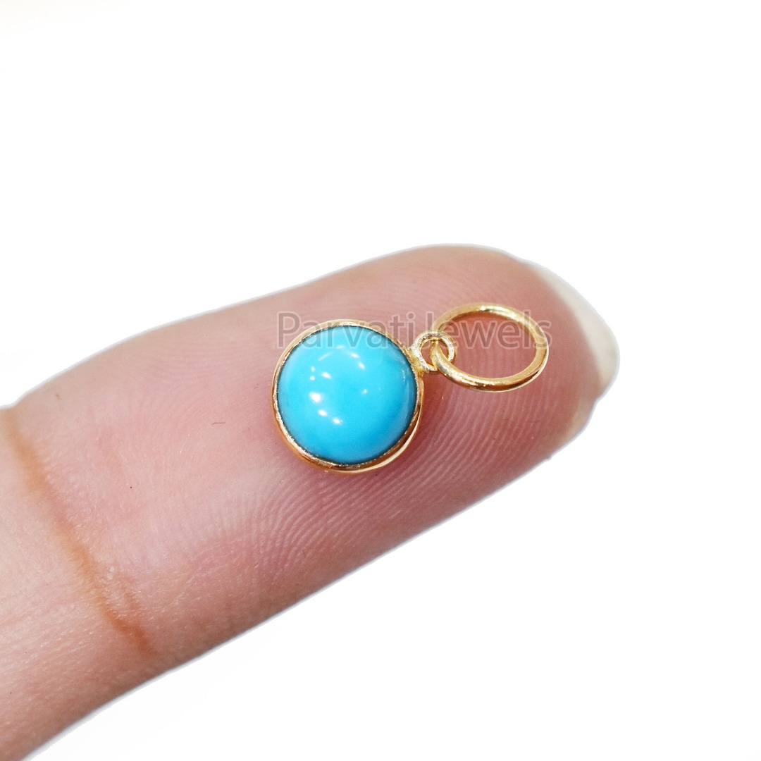 Beautiful Turquoise Charm, 18k Solid Gold Charm, Natural Turquoise ...