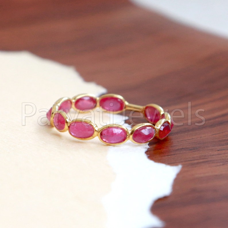 Natural Ruby Eternity Band Ring 18k Solid Gold Ruby Ring - Etsy