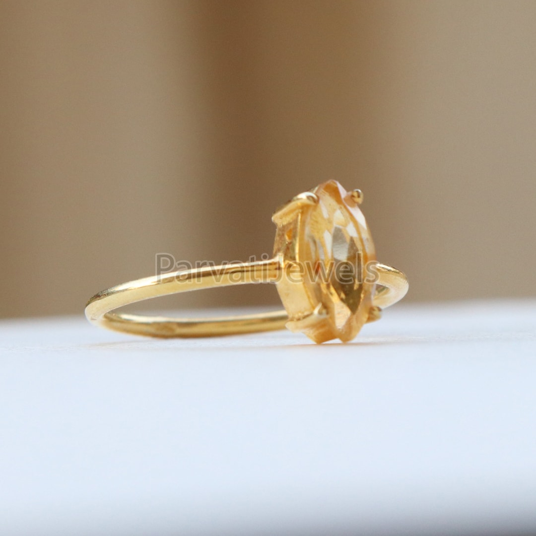 Natural Citrin 14k & 18k Solid Gold Ring, Citrin Ring, Gold Jewelry ...