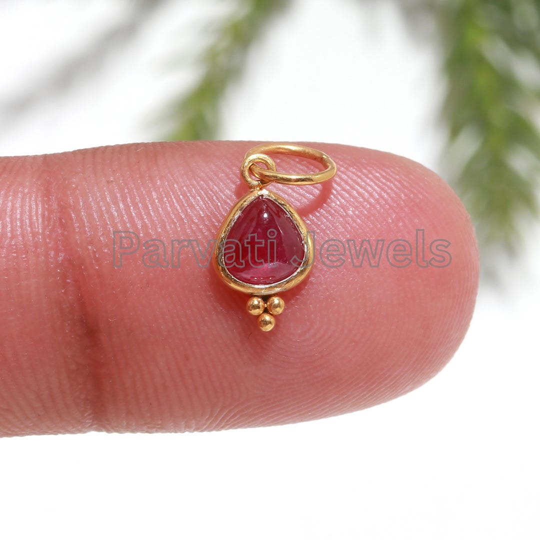 AA Natural Ruby Charm, 18k Solid Gold Charm, Handmade Gold Charm, Charm ...