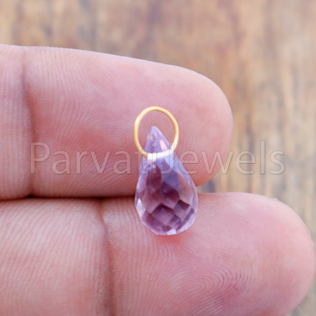 Teardrop Amethyst Charm, 18k Solid Gold Charm, Amethyst Charm, Gold ...