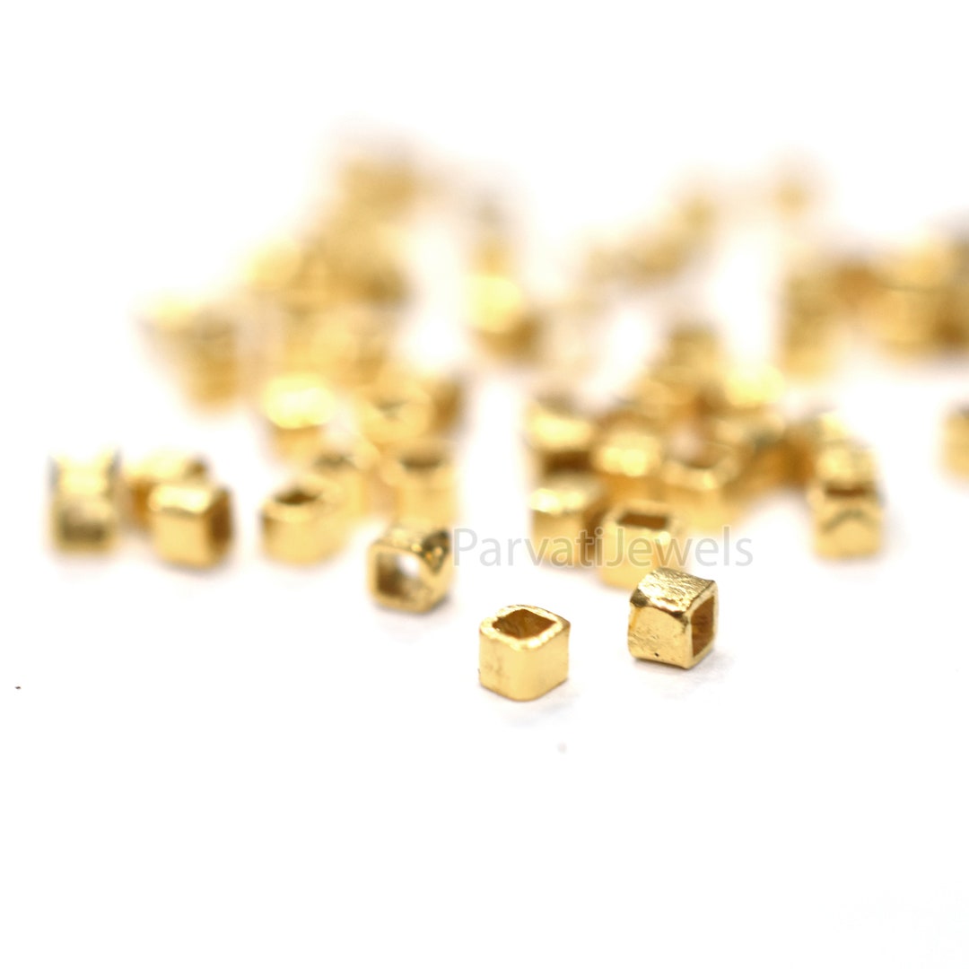 14k & 18K Solid Gold Square Beads Supported Charm. Gold Charm Findings ...