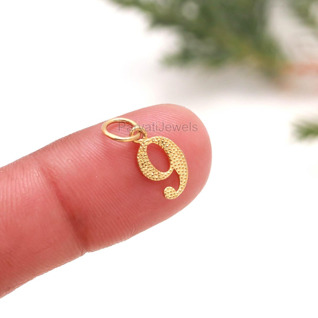 Personalized 9 Number Pendant, Gold Number Pendant Charm, Gold Lucky ...