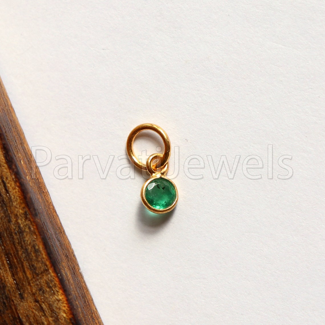 Emerald Charm 18k Solid Gold Charm Natural Emerald Charm - Etsy