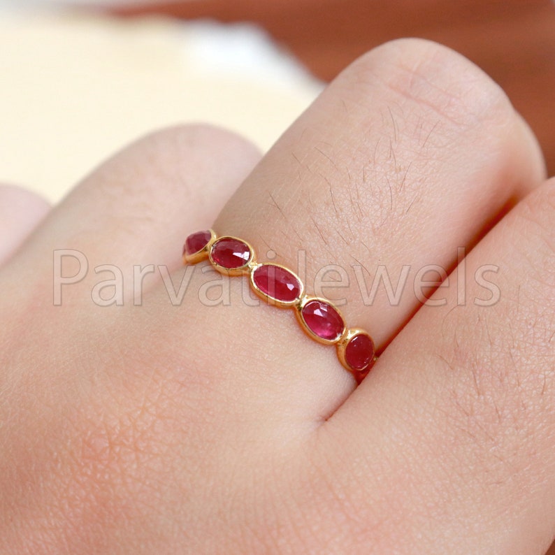 Natural Ruby Eternity Band Ring 18k Solid Gold Ruby Ring - Etsy