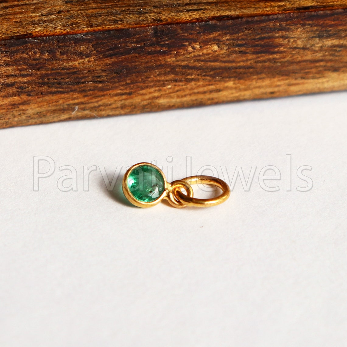 Emerald Charm, 18k Solid Gold Charm, Natural Emerald Charm, Gold Charm ...