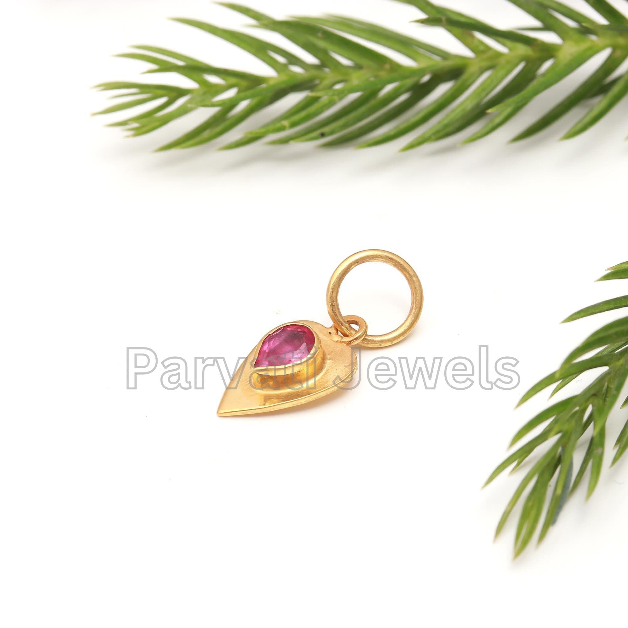Natural Ruby Charm, 18k Solid Gold Charm, Handmade Gold Charm, Charm ...
