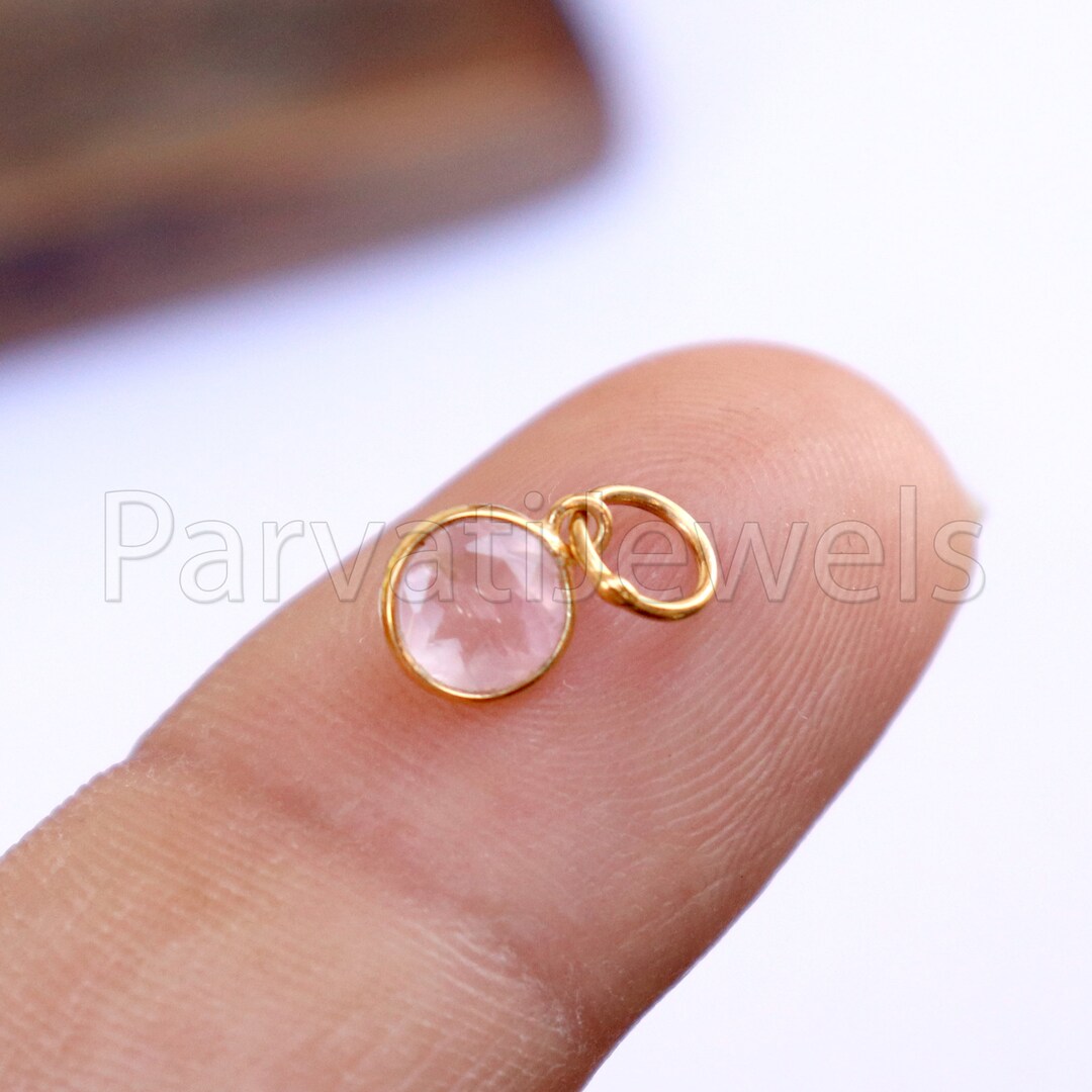 AA Rose Quartz Charm, 18k Solid Gold Charm, Natural Rose Quartz Charm ...