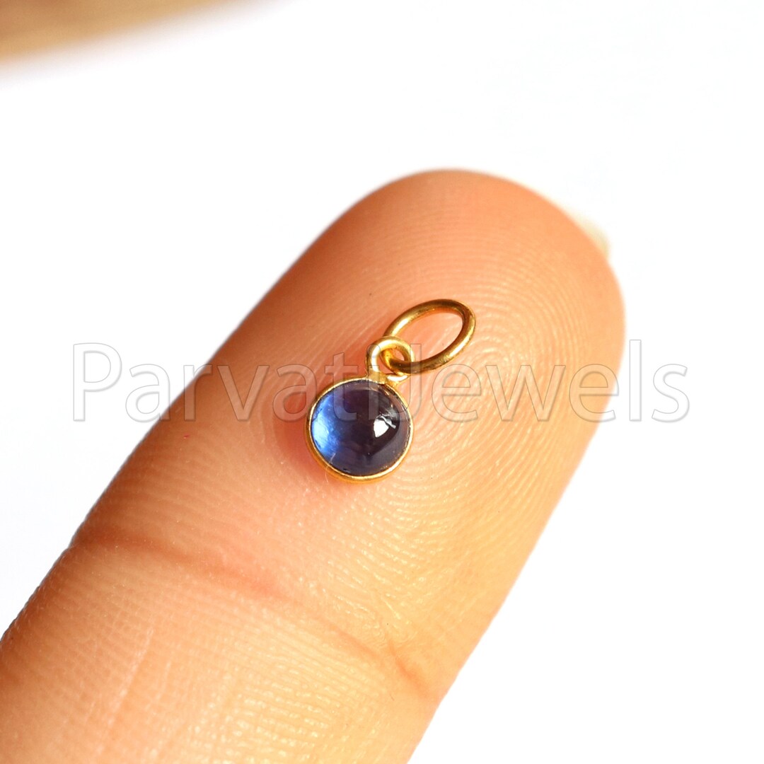 Cabochon Sapphire Charm, 18k Solid Gold Charm, Natural Sapphire Charm ...
