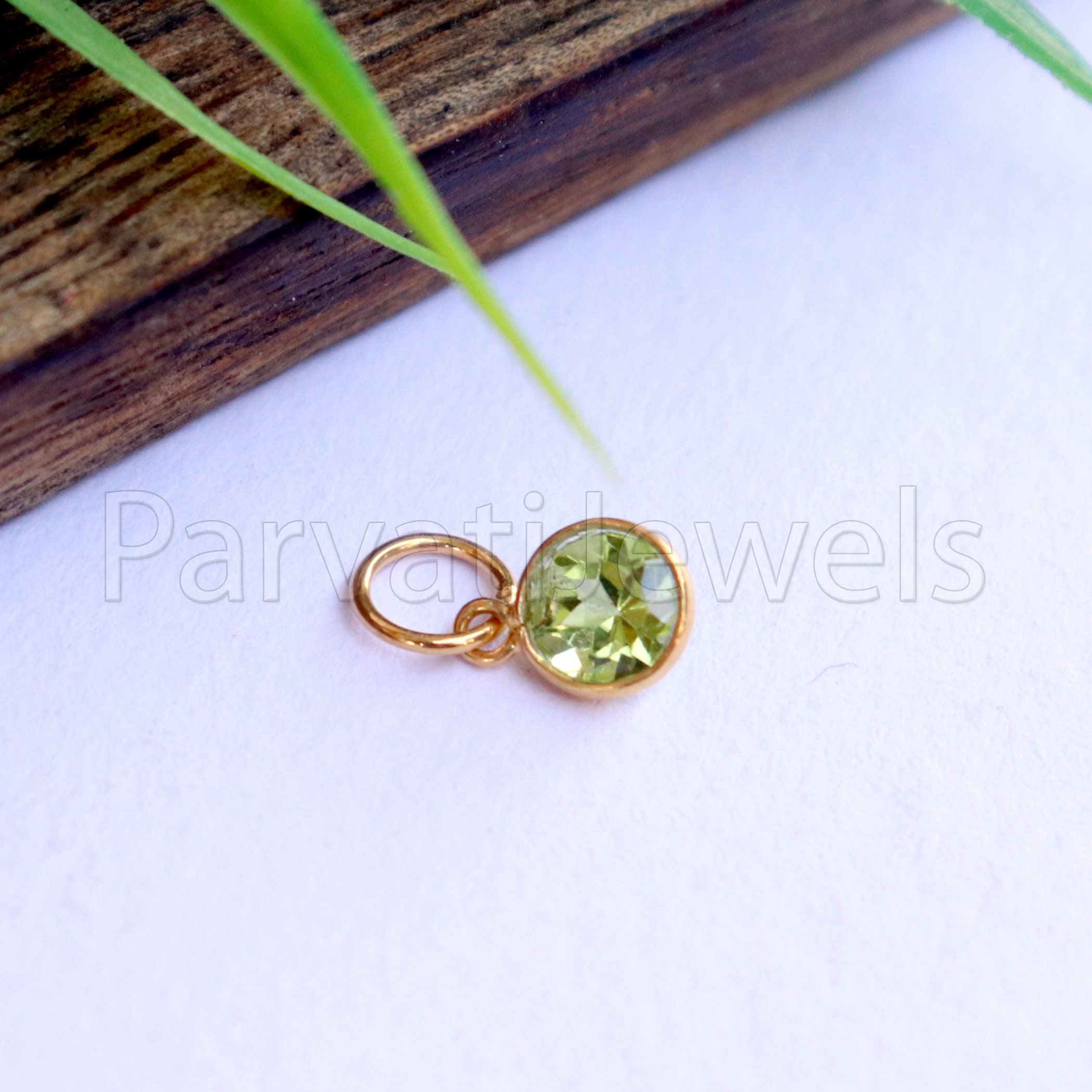 Peridot Charm 18k Solid Gold Charm Natural Peridot Charm - Etsy