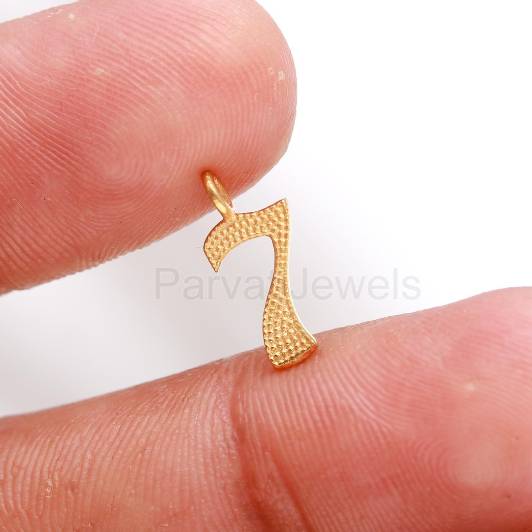 7 Lucky Number Charm, 18k Solid Gold Charm, Gold Lucky Seven Necklace ...