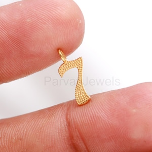 7 Lucky Number Charm, 18k Solid Gold Charm, Gold Lucky Seven Necklace ...