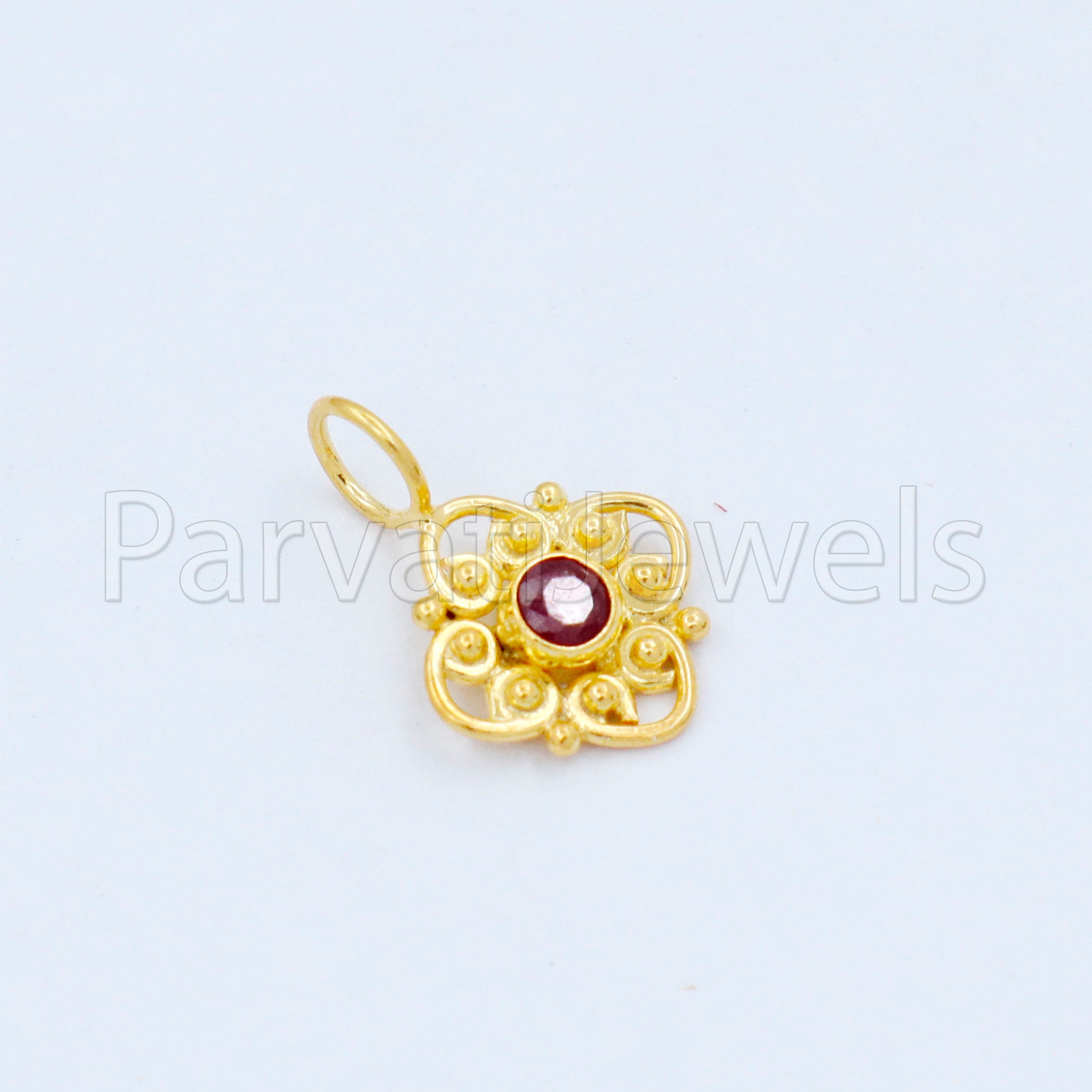 Natural Ruby Charm, 18k Solid Gold Charm, Handmade Gold Charm, Designer ...