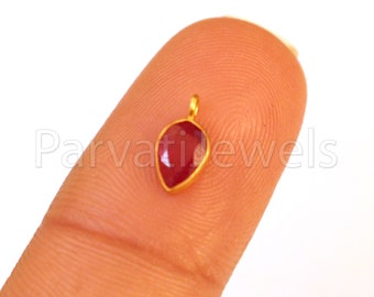 Natural Ruby Charm, 18k Solid Gold Charm, Handmade Gold Charm, Designer ...