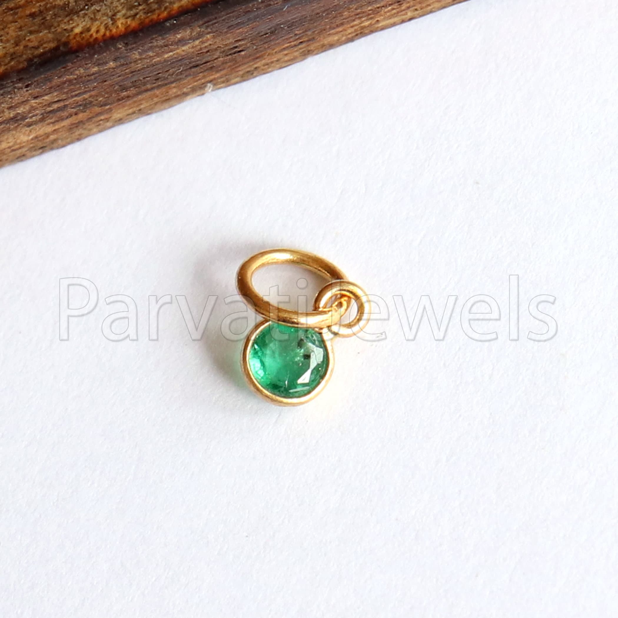 Emerald Charm, 18k Solid Gold Charm, Natural Emerald Charm, Gold Charm ...