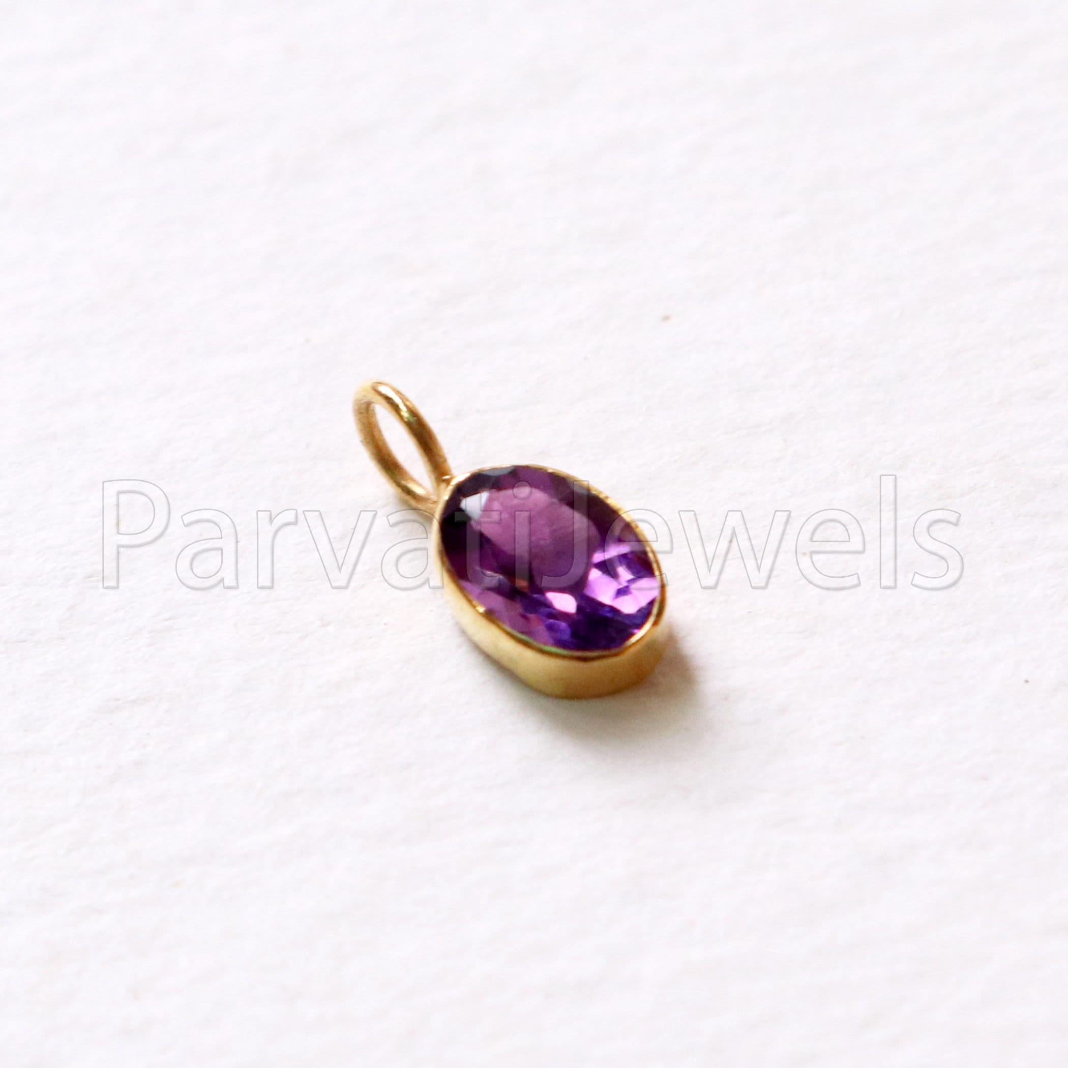 Amethyst Charm 18k Solid Gold Charm Natural Amethyst Charm - Etsy