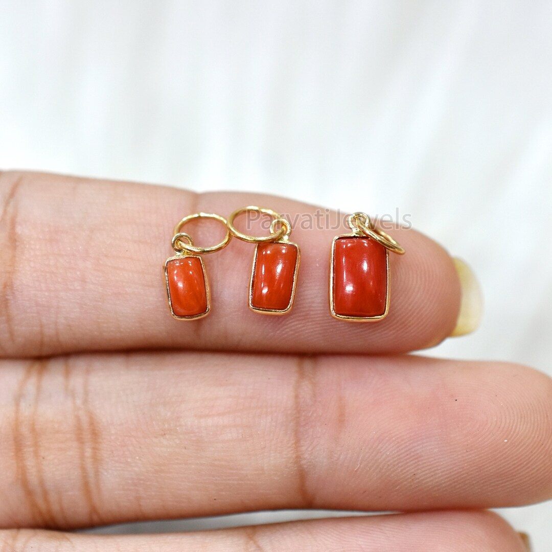 Multi Sizes Red Coral Charm, Natural Coral Charm, Coral Charms, 18k ...