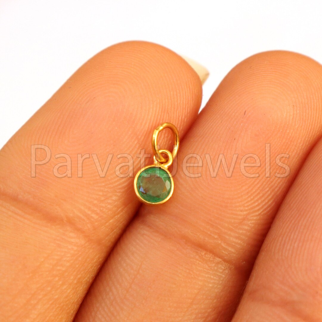 Emerald Charm, 18k Solid Gold Charm, Natural Emerald Charm, Gold Charm ...