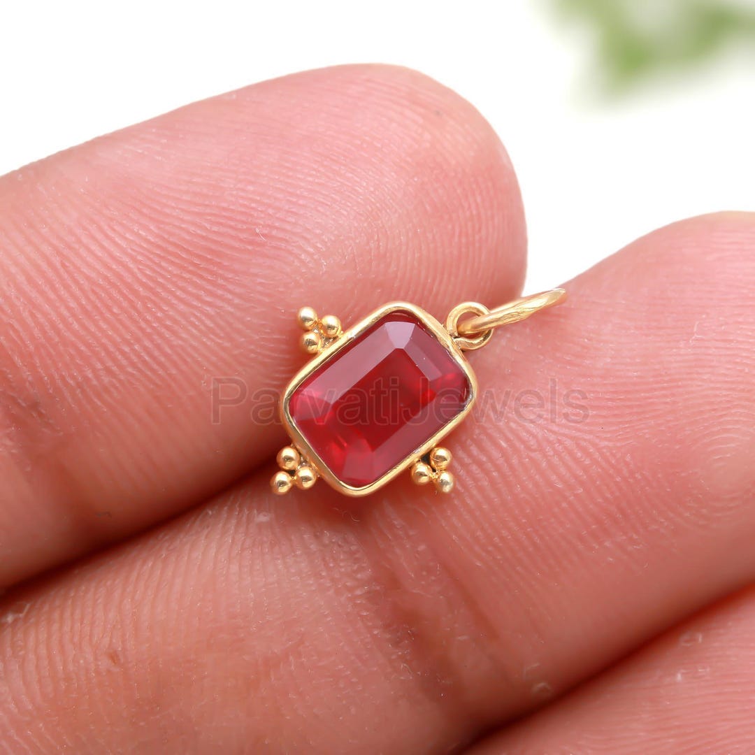 AA Ruby Gemstone Charm, 18K Solid Gold Charm, Ruby Solid Gold Charm ...