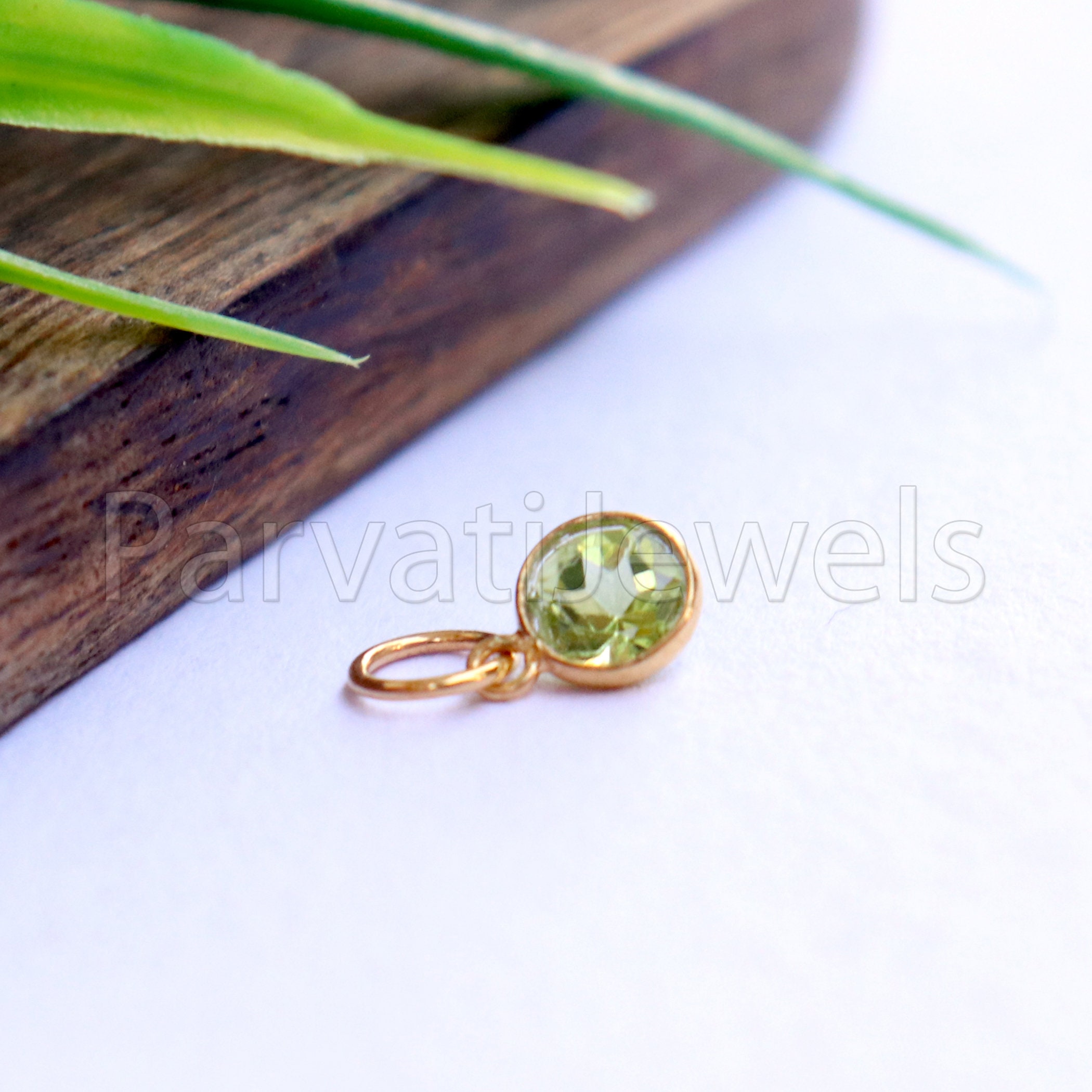 Peridot Charm 18k Solid Gold Charm Natural Peridot Charm - Etsy