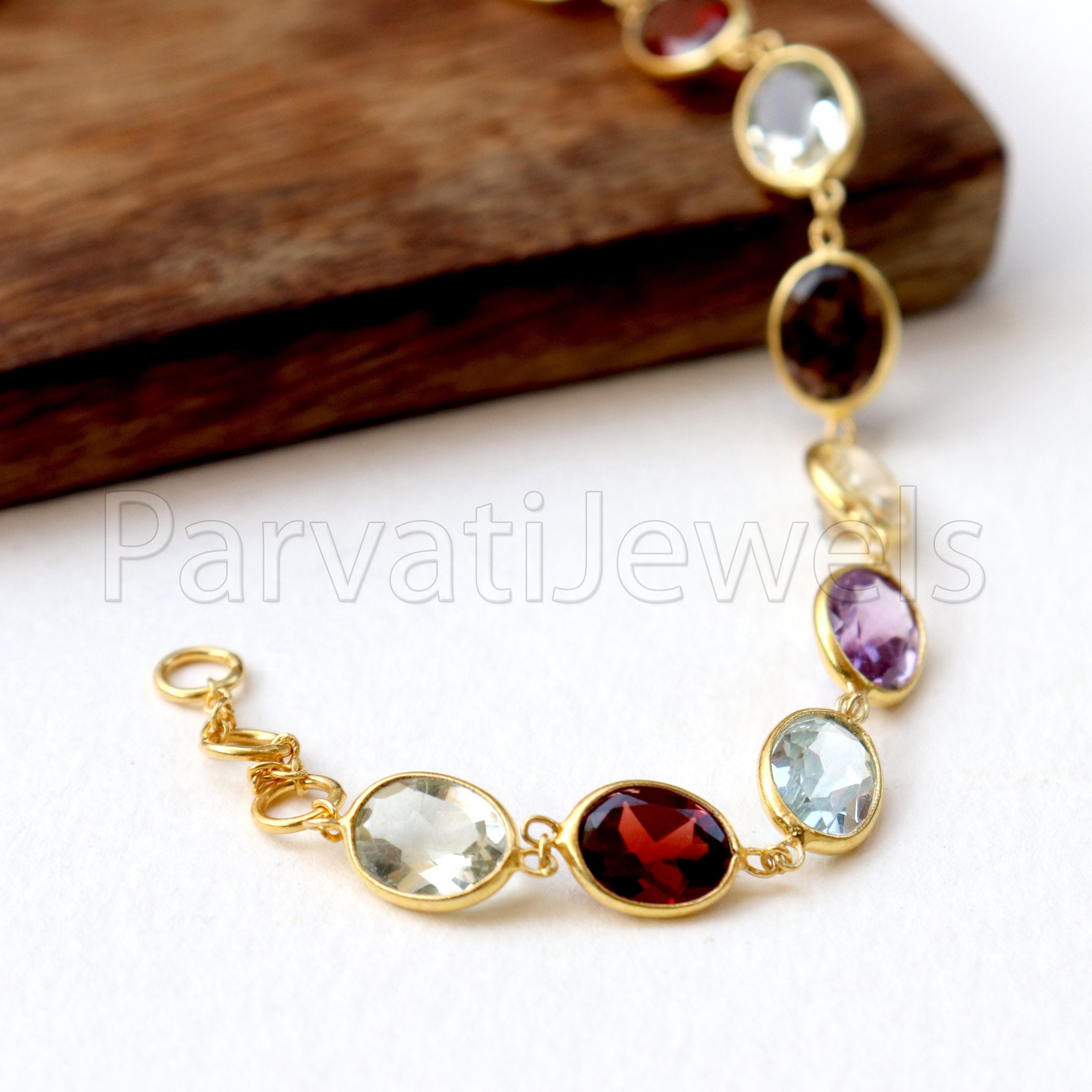 Multi Gemstone Bracelets 18k Solid Gold Bracelets Handmade - Etsy