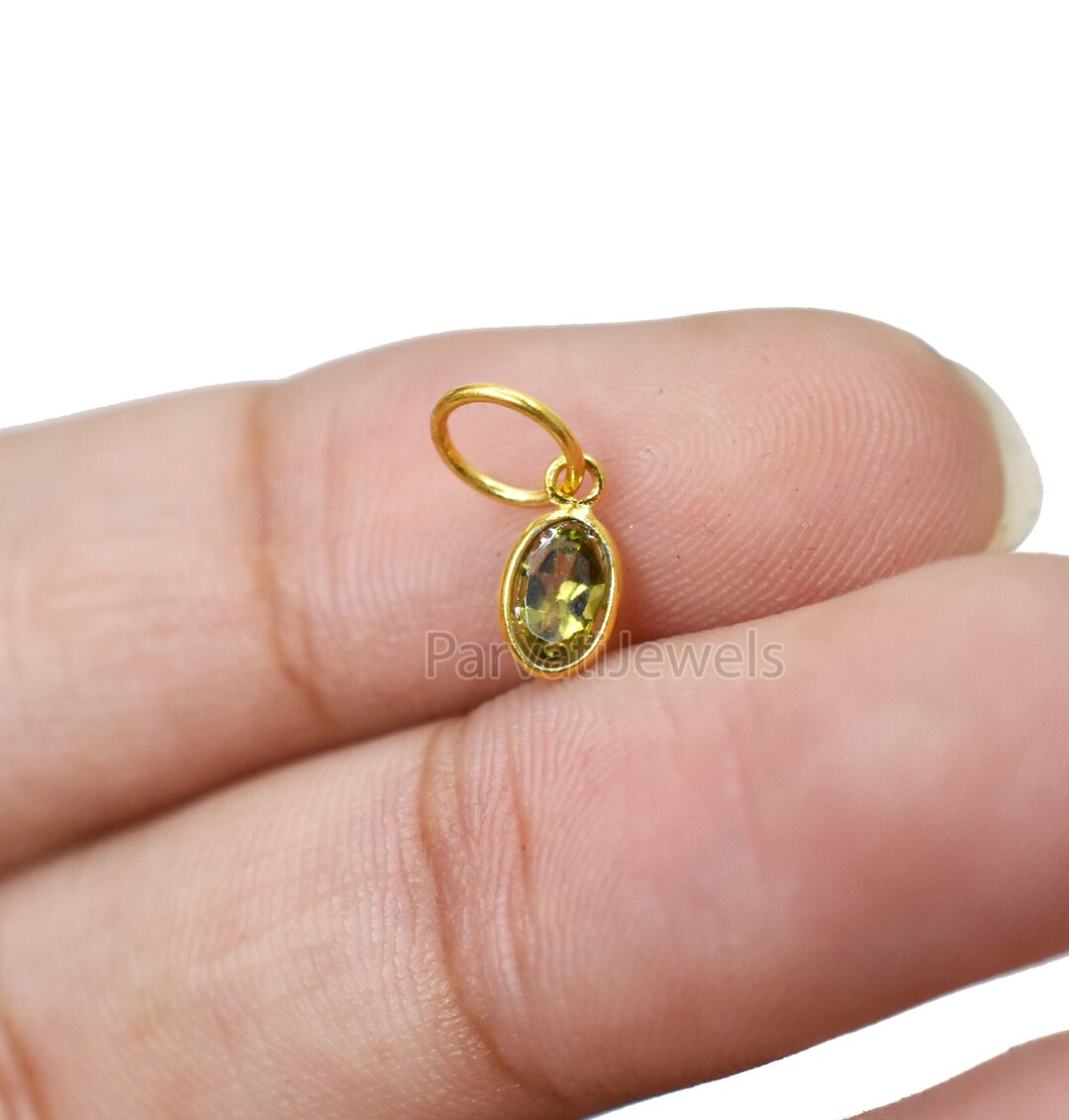 Sapphire Charm, 18k Solid Gold Charm, Natural Green Sapphire Charm ...