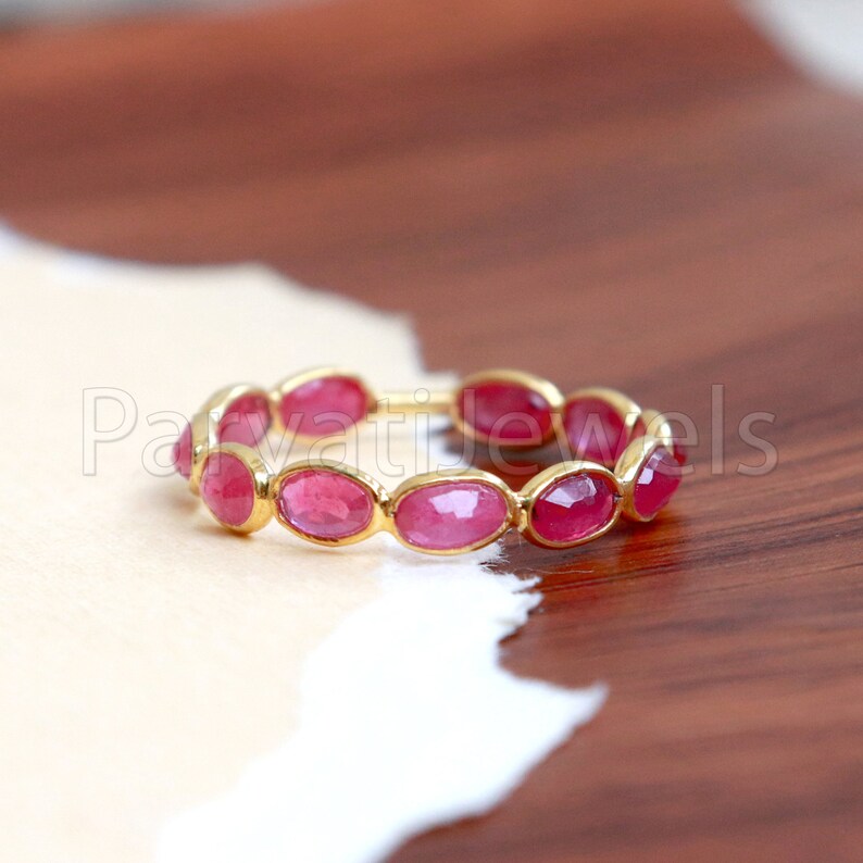Natural Ruby Eternity Band Ring 18k Solid Gold Ruby Ring - Etsy