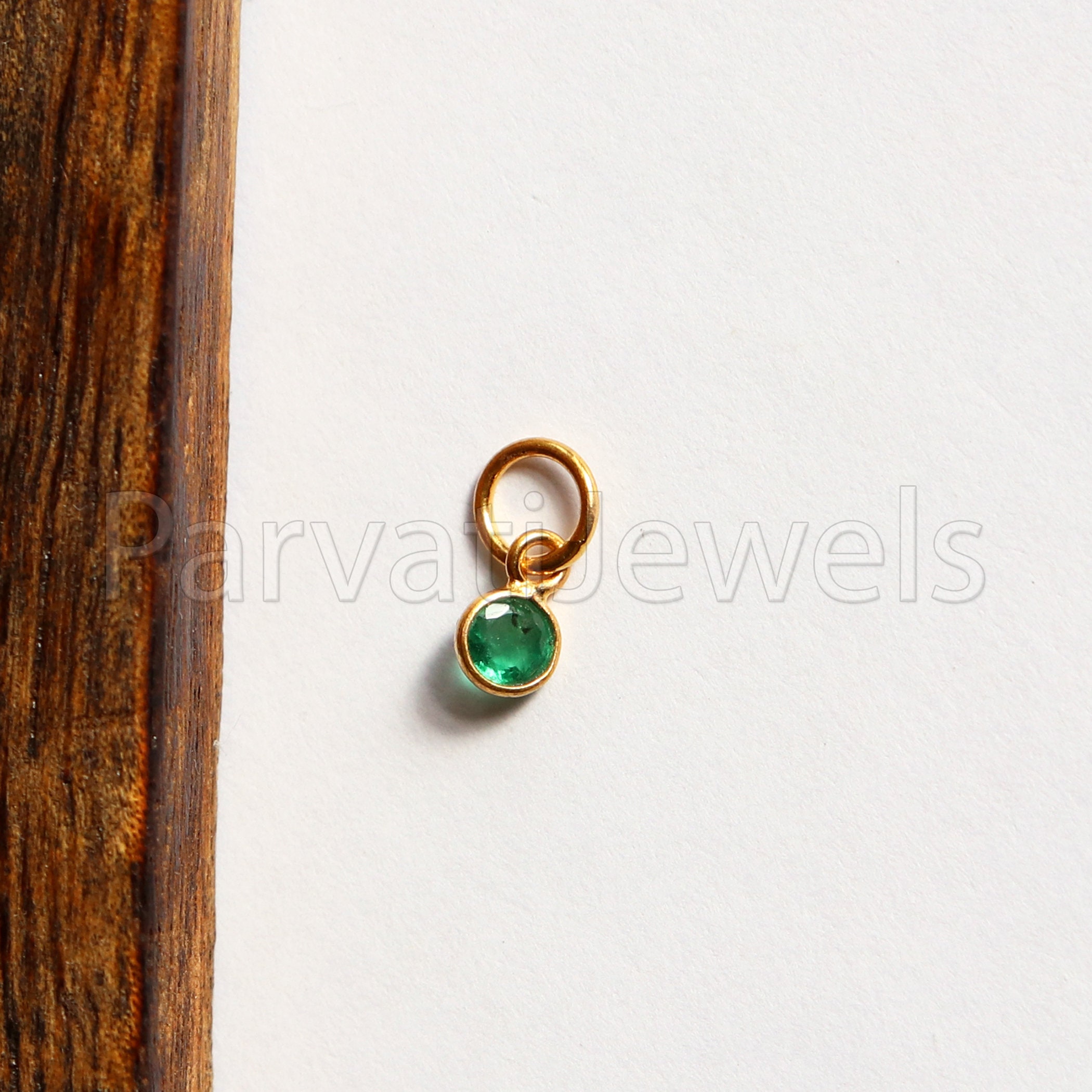 Emerald Charm, 18k Solid Gold Charm, Natural Emerald Charm, Gold Charm ...