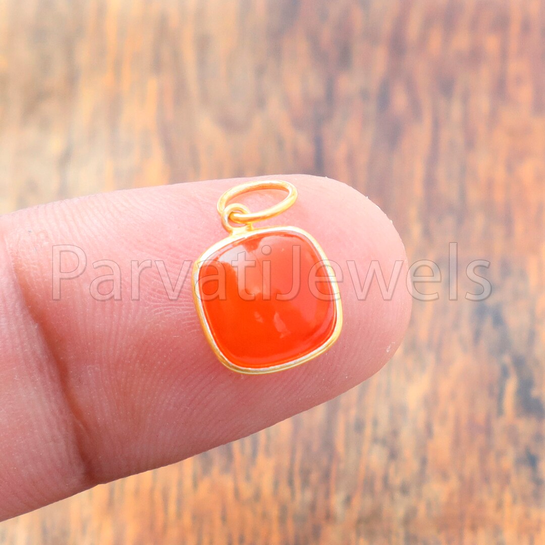 Natural Carnelian Charm, 18k Solid Gold Charm Carnelian Charm, Gold ...