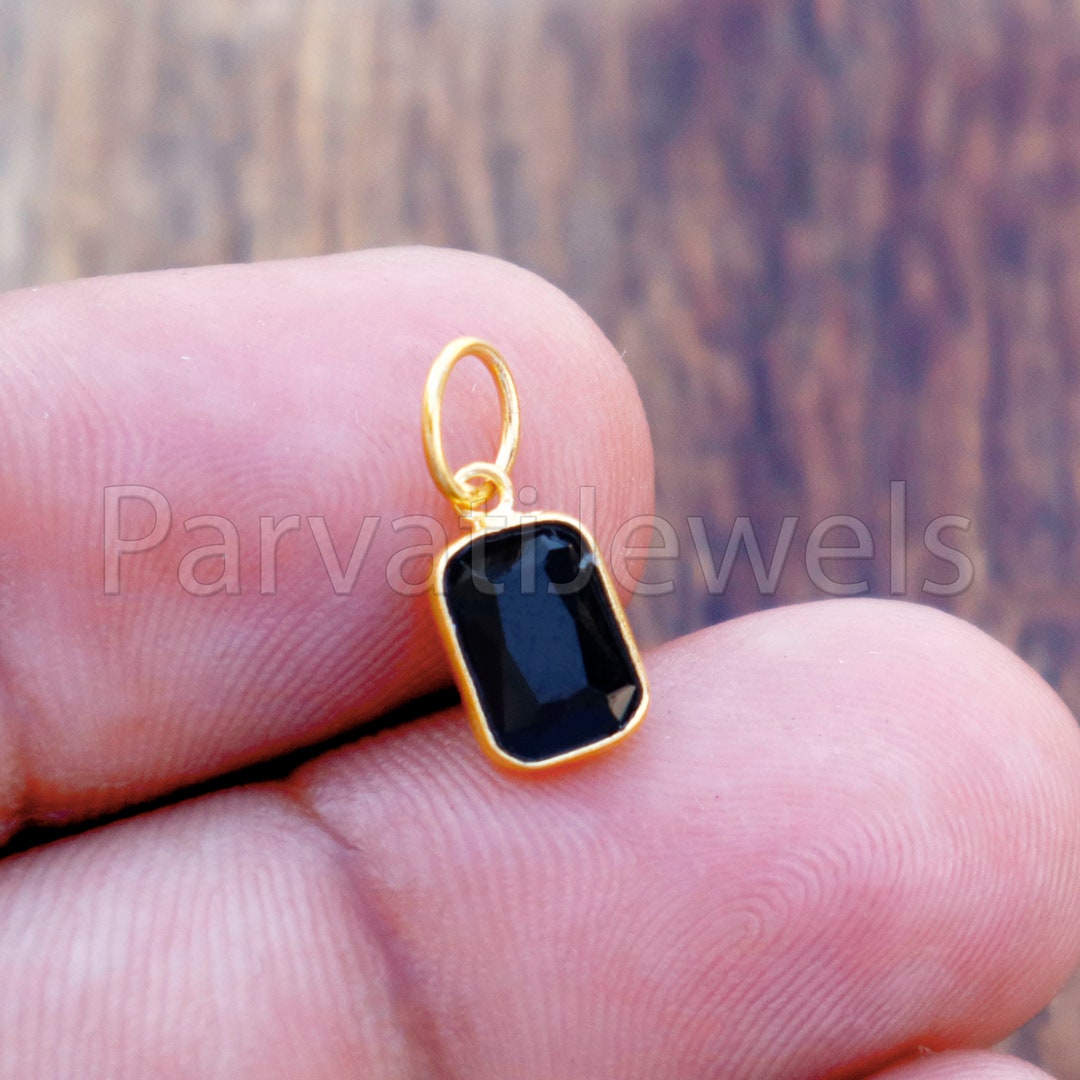 AA Black Onyx Charm, 18k Solid Gold Charm, Natural Black Onyx Charm, Gold Pendant, Charm Pendant ...