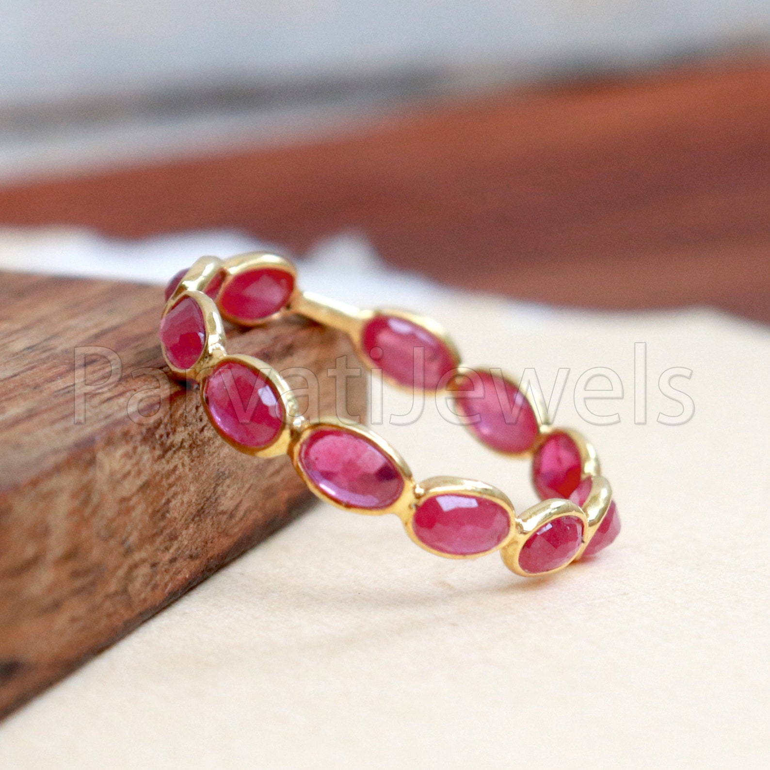 Natural Ruby Eternity Band Ring 18k Solid Gold Ruby Ring - Etsy