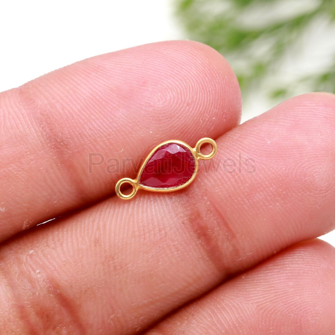 Natural Ruby Connector, 18k Solid Gold Connector, Gold Connector ...