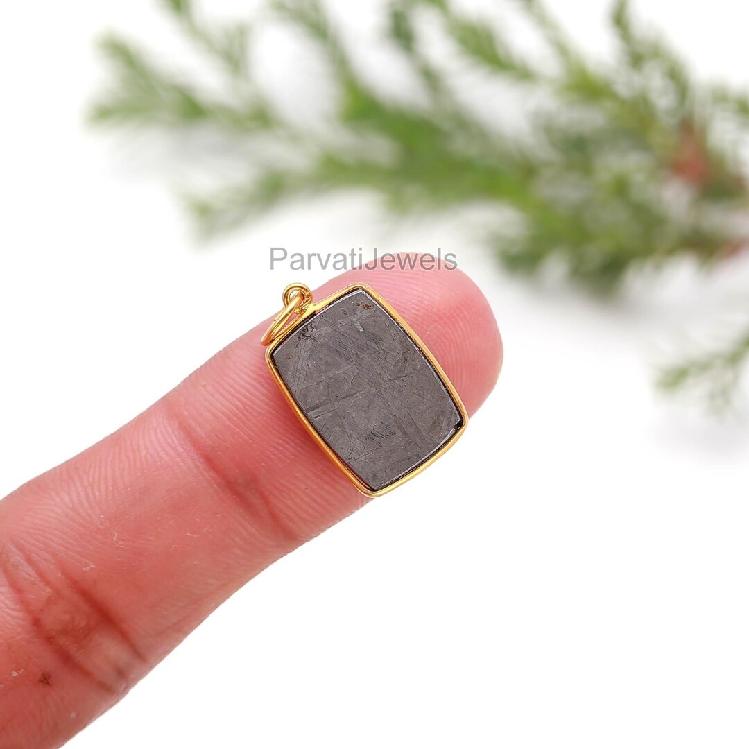 AA Natural Meteorite Charm, 18k Solid Gold Charm, Minimalist Gold Charm ...
