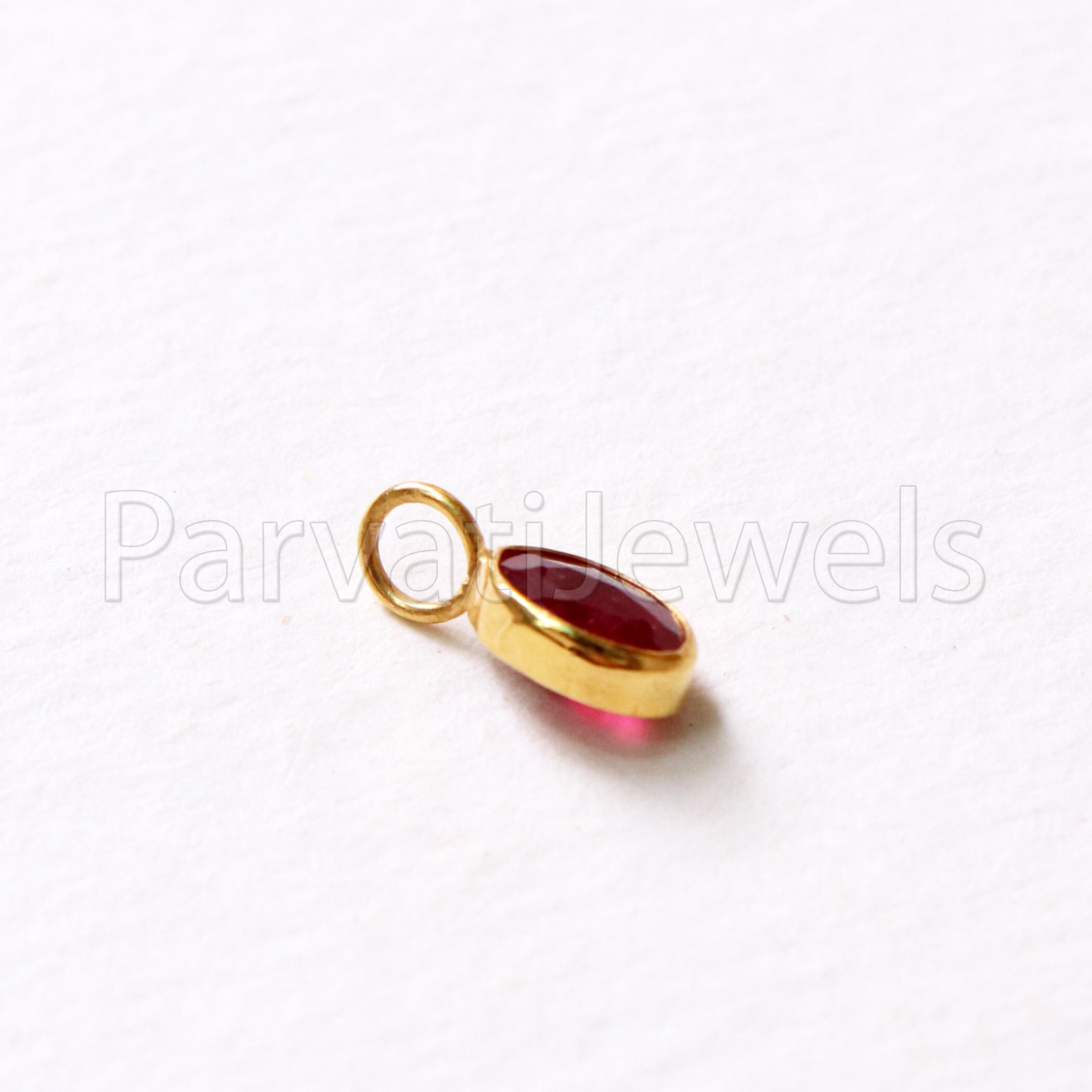 Natural Ruby Charm, 18k Solid Gold Charm, Handmade Gold Charm, AA Ruby ...