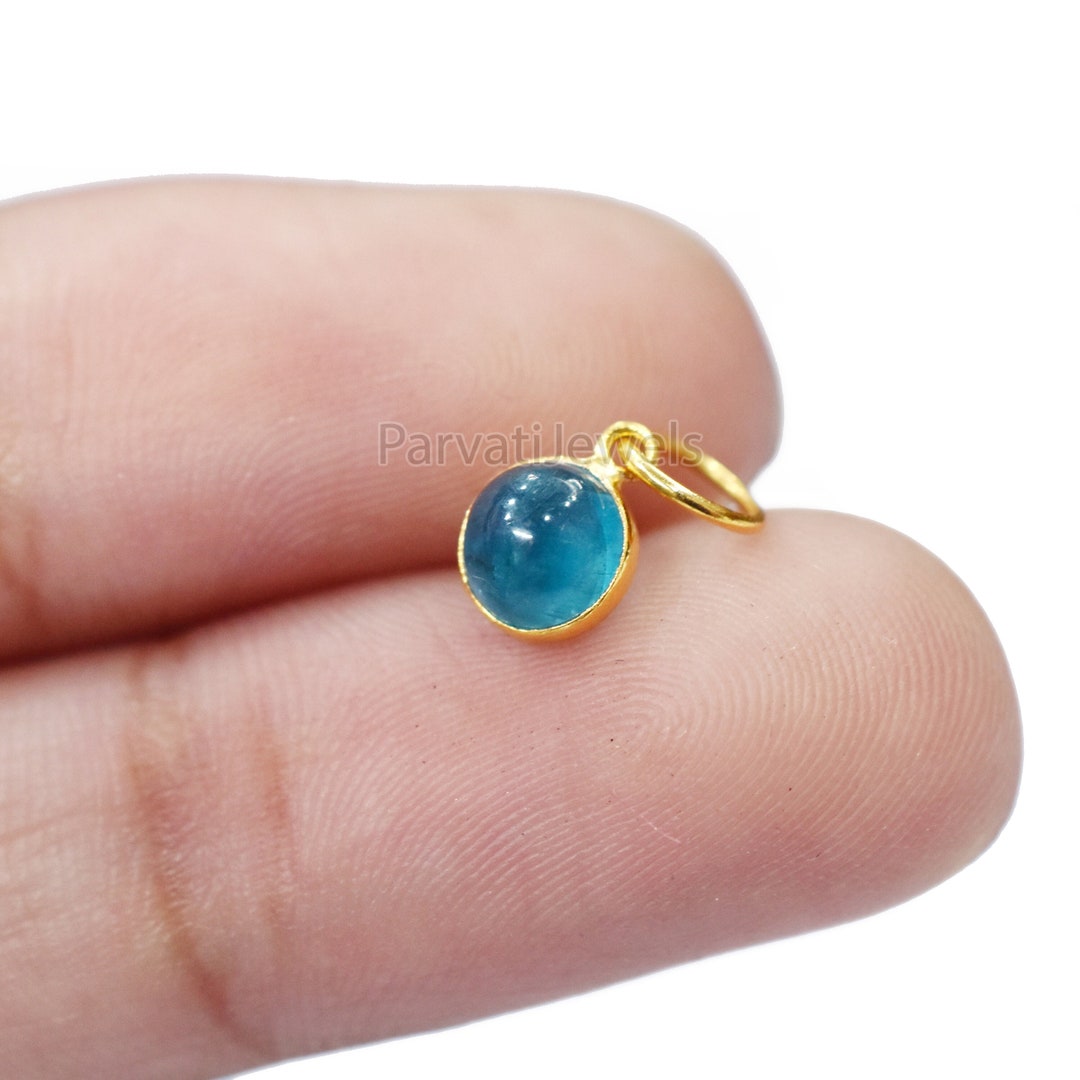 1 Pc Natural Neon Apatite 18K Solid Gold Charm Pendant Jewelry, 18K ...