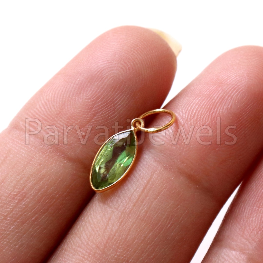 Peridot Charm, 18k Solid Gold Charm, Natural Peridot Charm, Gold Charm ...