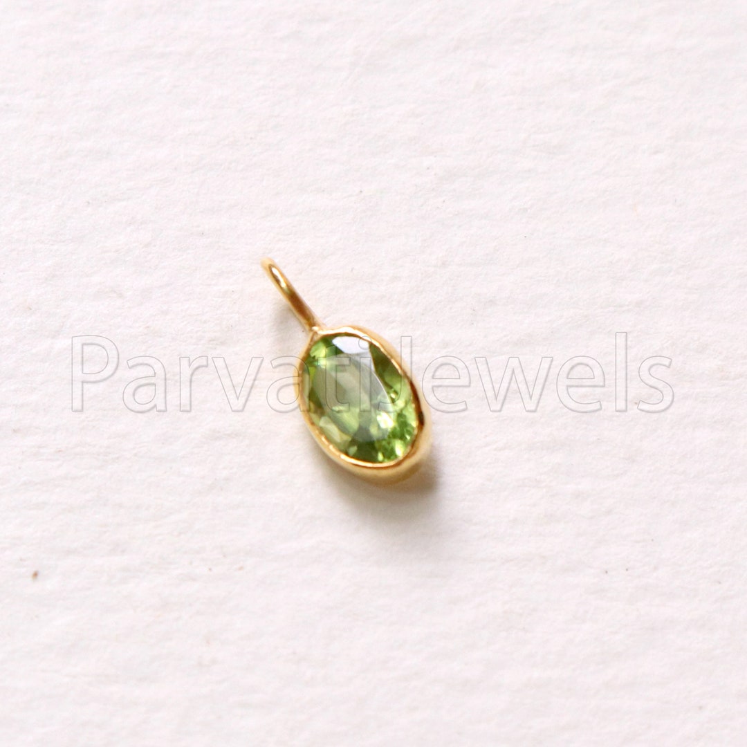 Peridot Charm, 18k Solid Gold Charm, Natural Peridot Charm, Gold Charm ...