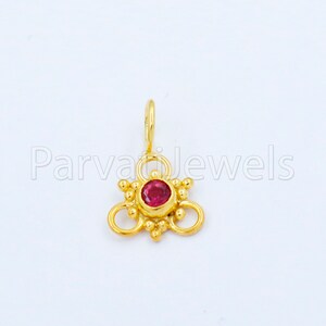 Natural Ruby Charm, 18k Solid Gold Charm, Handmade Gold Charm, Designer ...