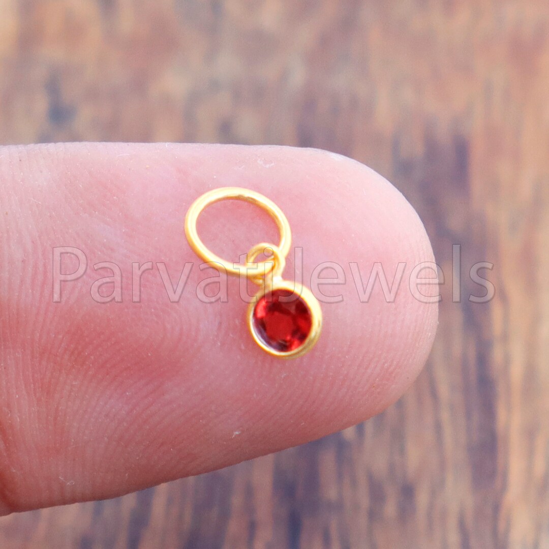 Garnet Charm, 18k Solid Gold Charm, Natural Garnet Charm, Gold Charm ...