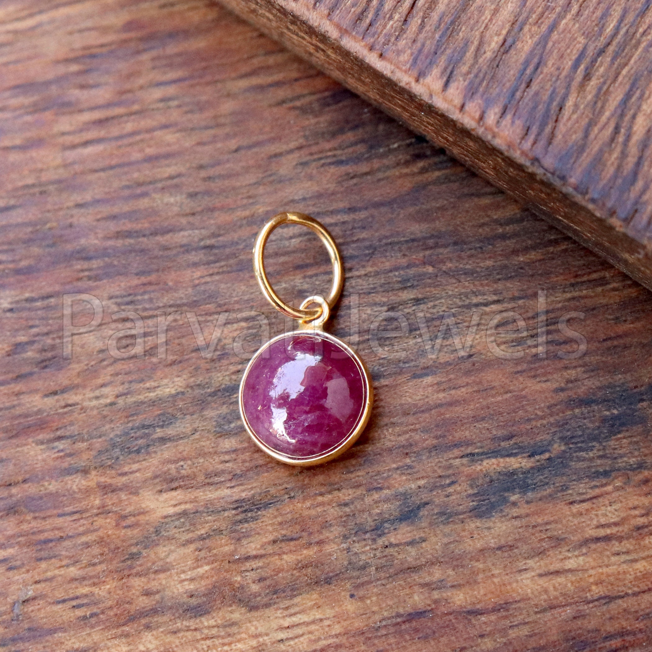 Natural Ruby Gold Charm, 18k Solid Gold Charm, Handmade Gold Charm ...