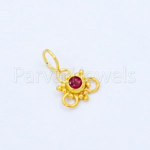 Natural Ruby Charm, 18k Solid Gold Charm, Handmade Gold Charm, Designer ...