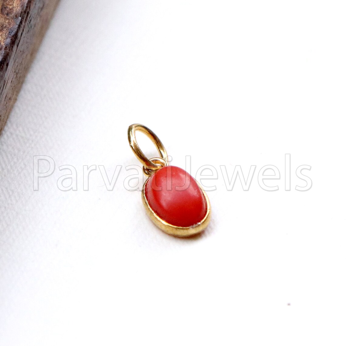 Red Coral Charm 18k Solid Gold Charm Natural Coral Charm - Etsy