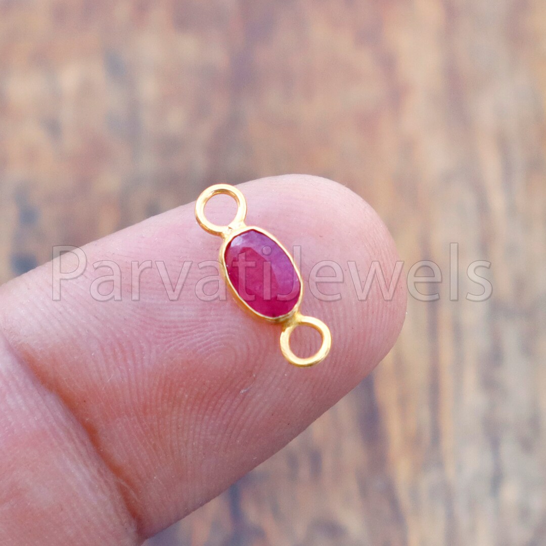 Ruby Connector Charm, 18k Solid Gold Connector, Natural Ruby Charm ...