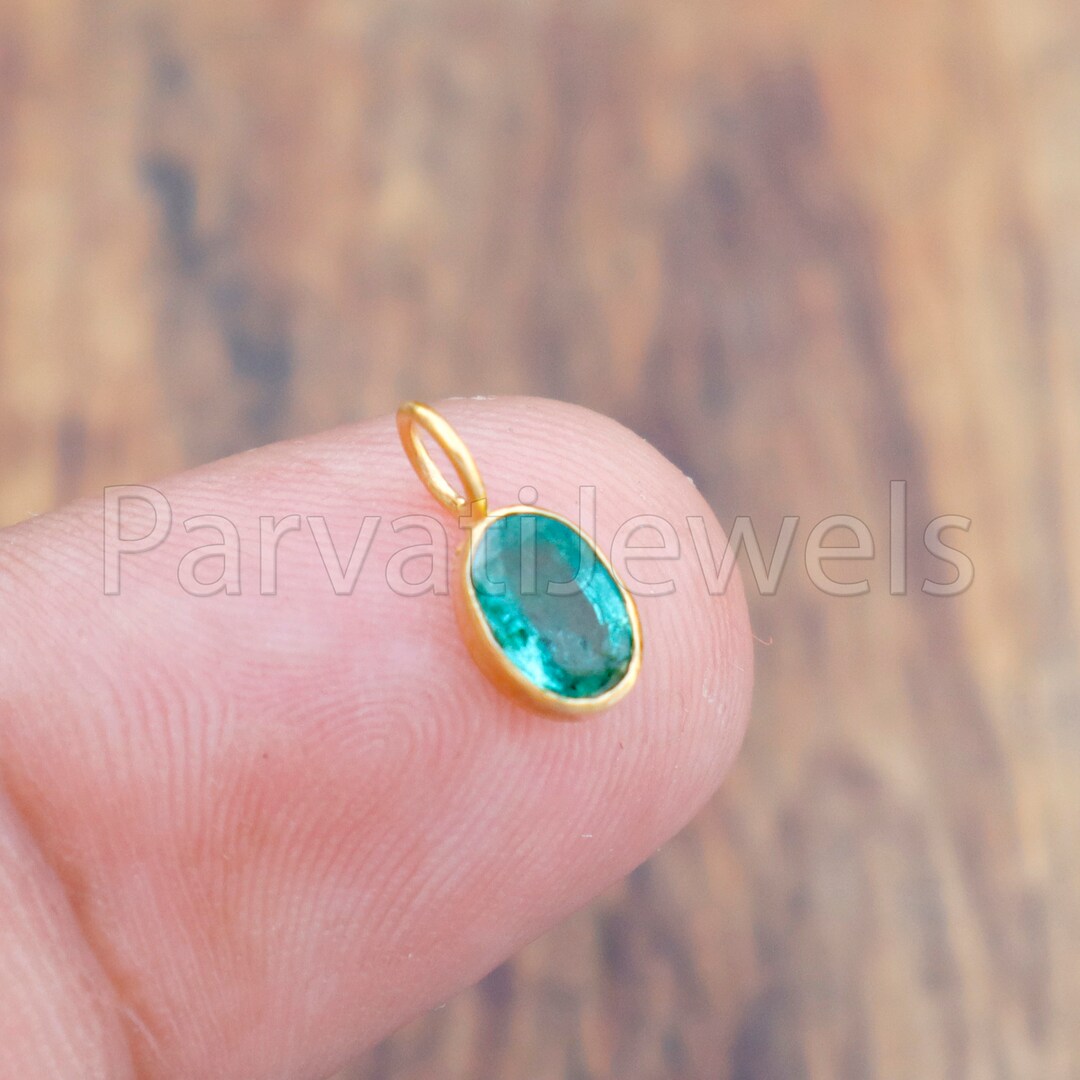 Emerald Charm, 18k Solid Gold Charm, Natural Emerald Charm, Gold Charm ...