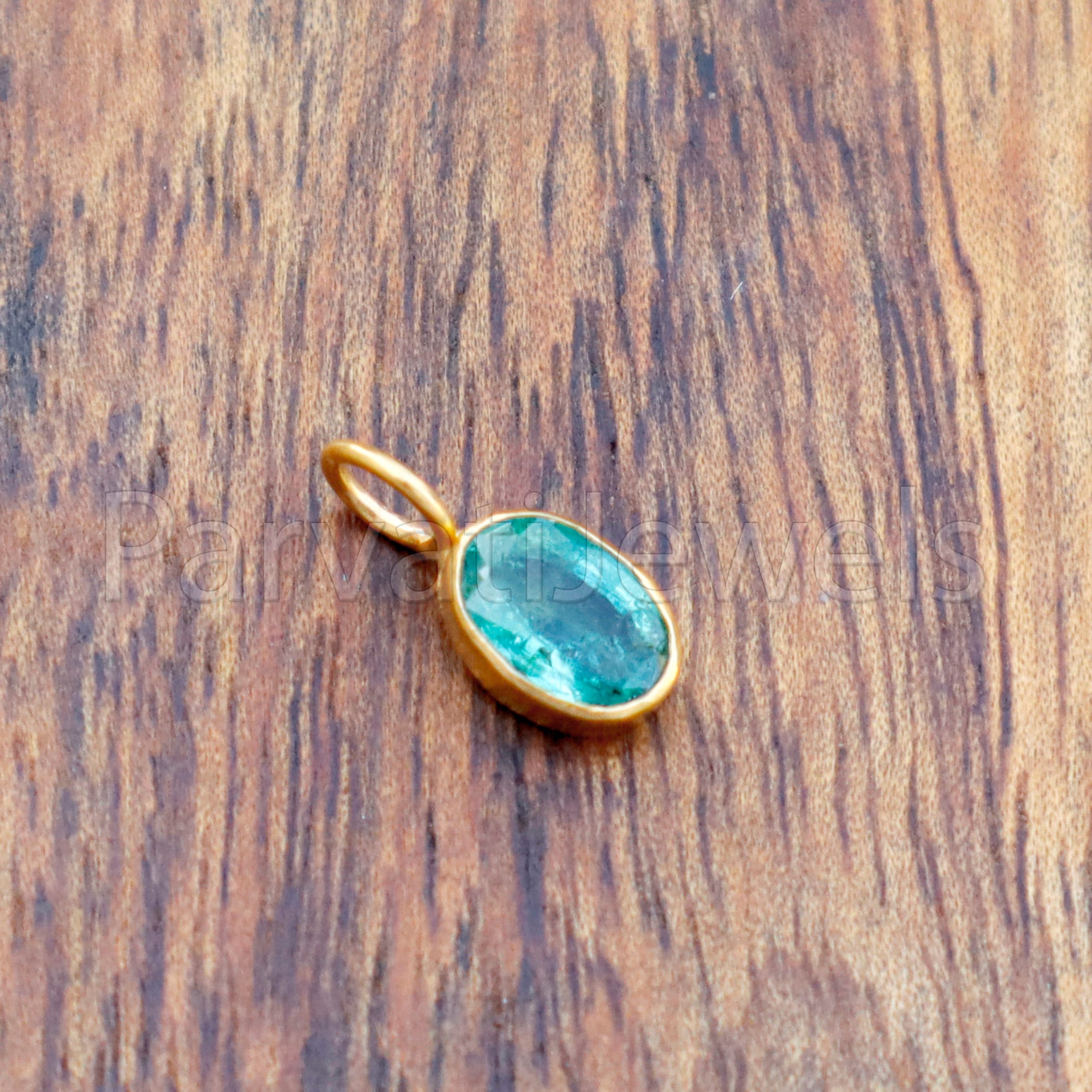 Emerald Charm 18k Solid Gold Charm Natural Emerald Charm - Etsy