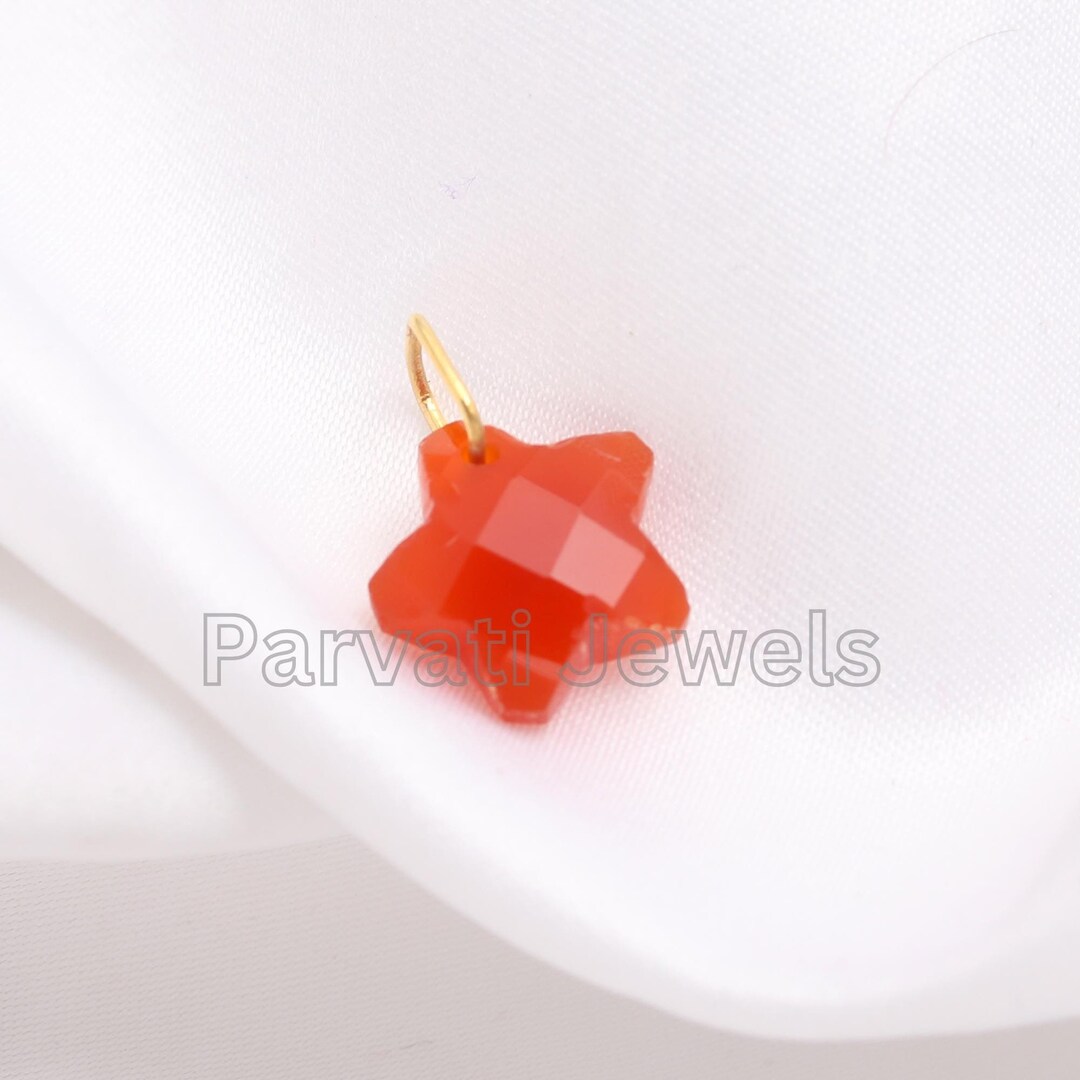 AA Natural Carnelian Star Shape Gold Charm, 18k Solid Gold Charm ...