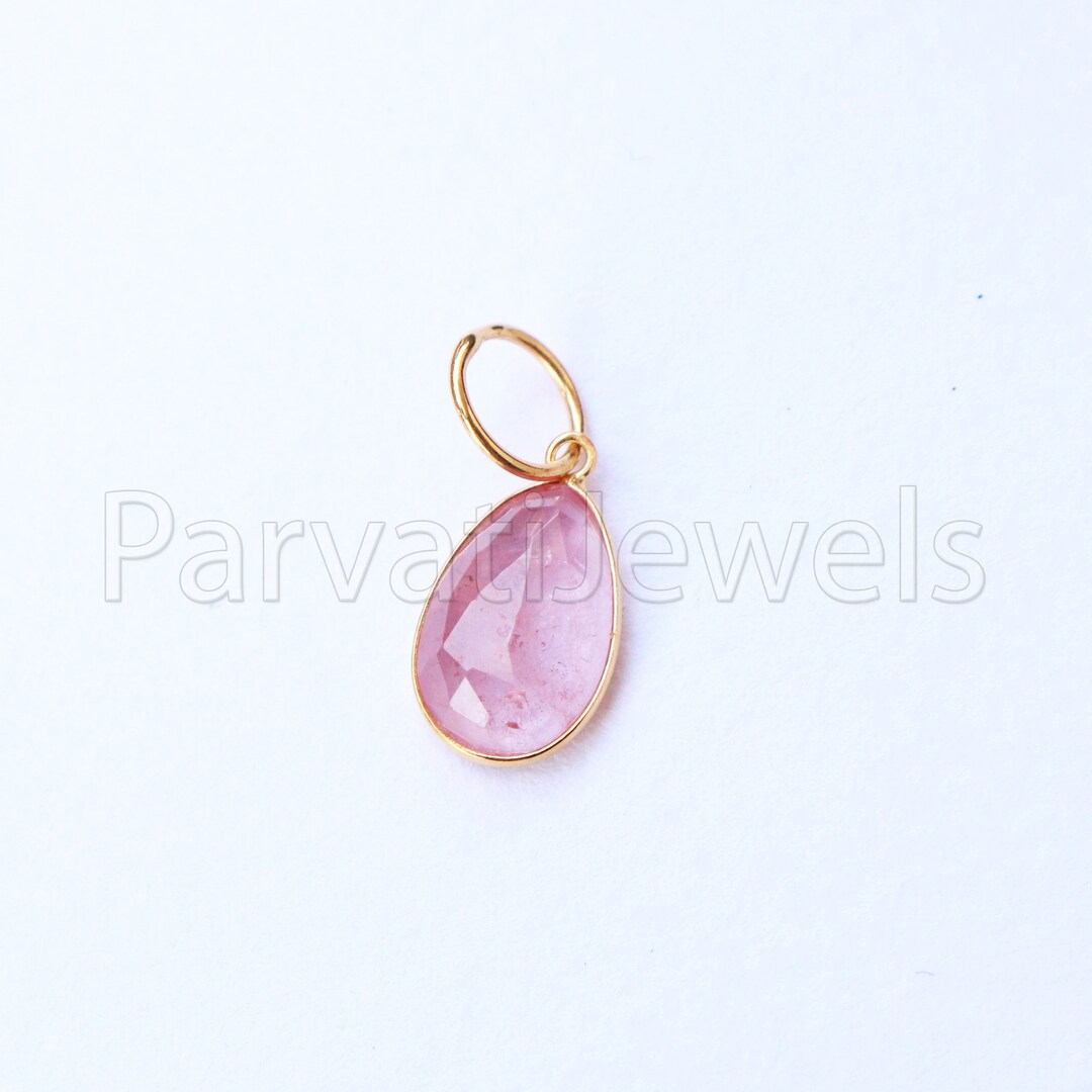 Pink Sapphire Charm, 18k Solid Gold Charm, Natural Pink Sapphire Charm ...