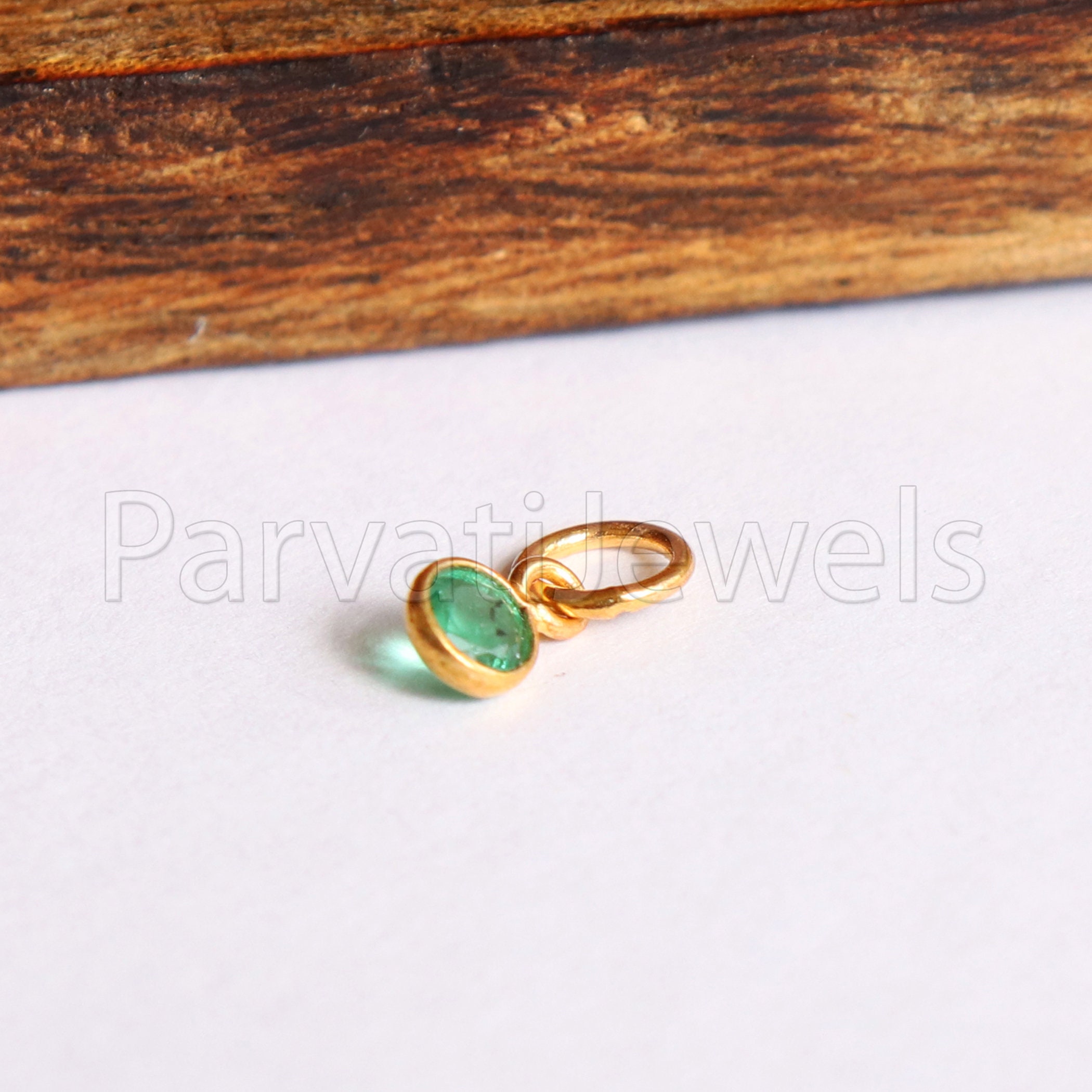 Emerald Charm, 18k Solid Gold Charm, Natural Emerald Charm, Gold Charm ...