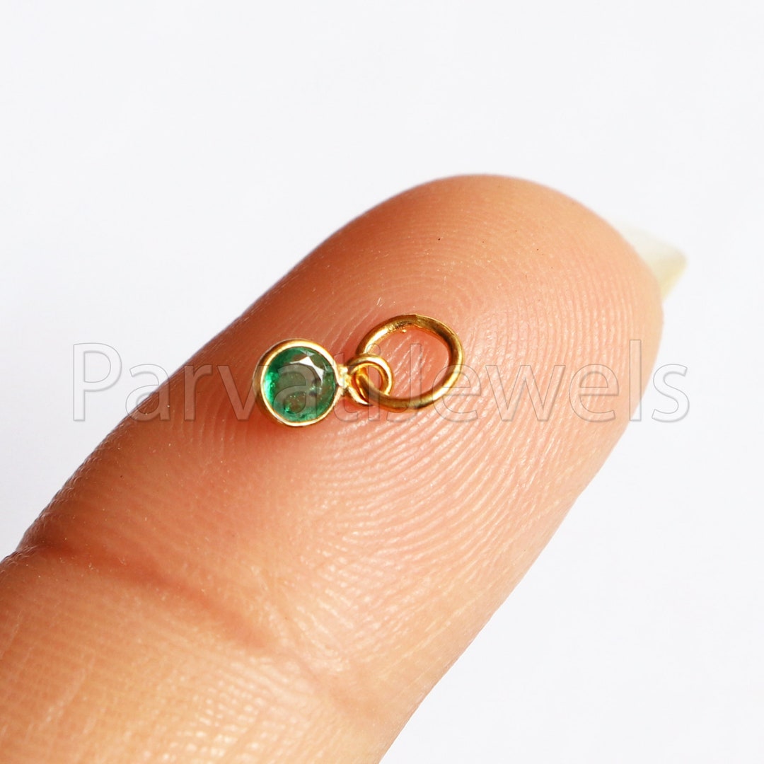 Emerald Charm, 18k Solid Gold Charm, Natural Emerald Charm, Gold Charm ...